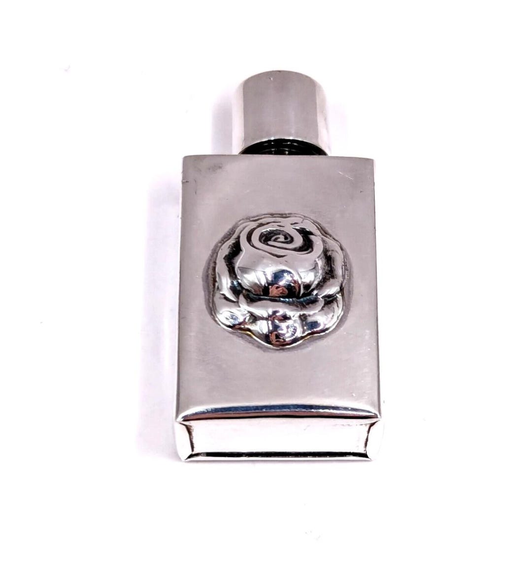 Vintage Sterling Silver & Glass Perfume Bottle With a Rose. London ...