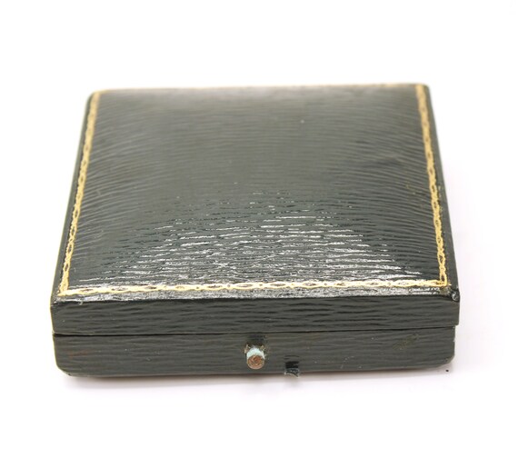 Antique 1920s dark green leather brooch box. Perfect … - Gem