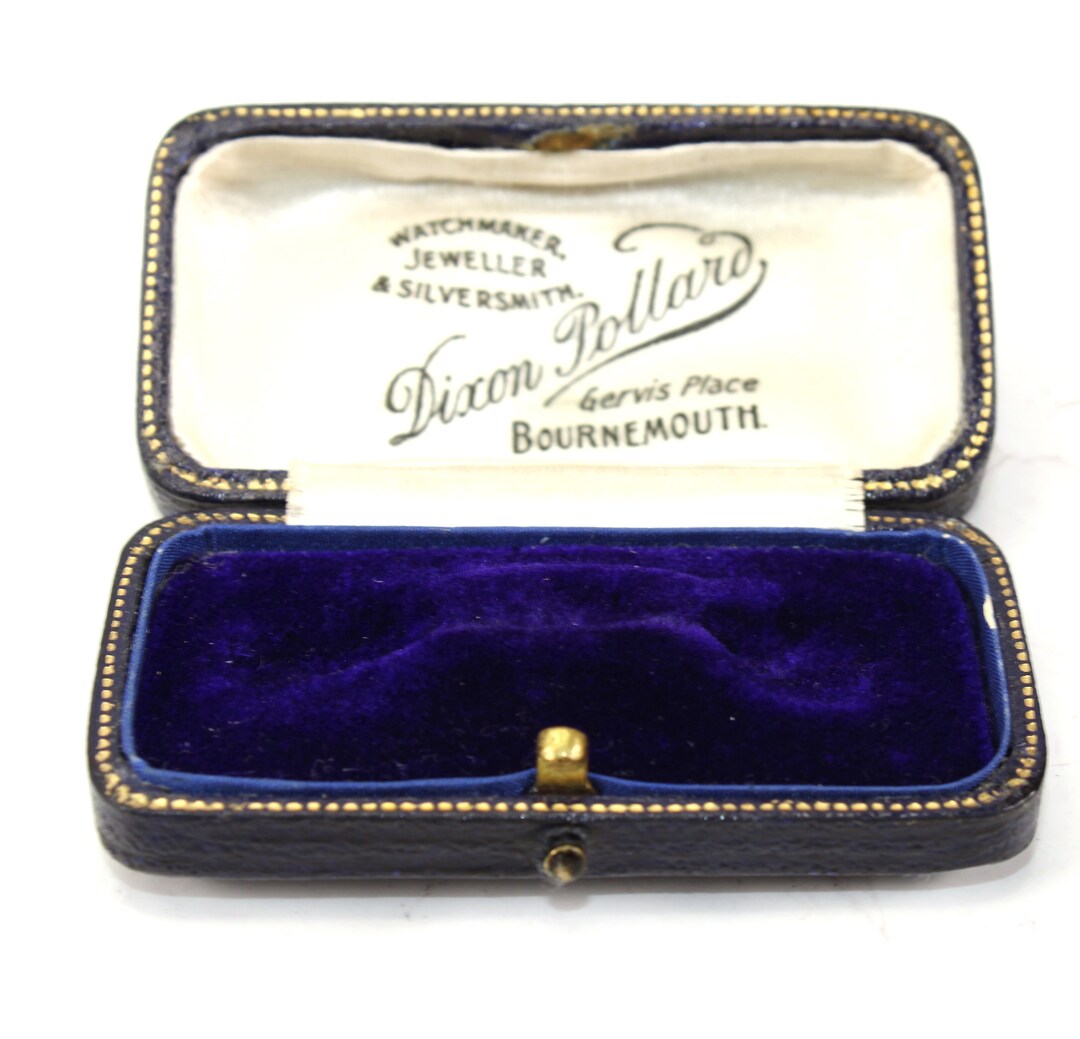 Antique Victorian Tooled Navy Leather Brooch Box. Perfect for a Gift or ...