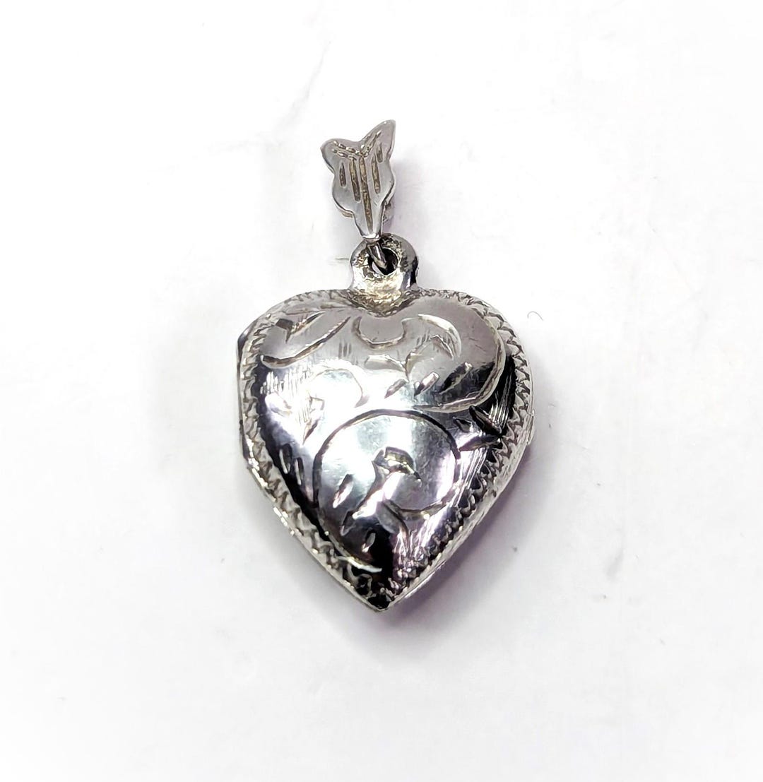 Vintage Solid Silver Heart Shaped Locket Pendant - Etsy
