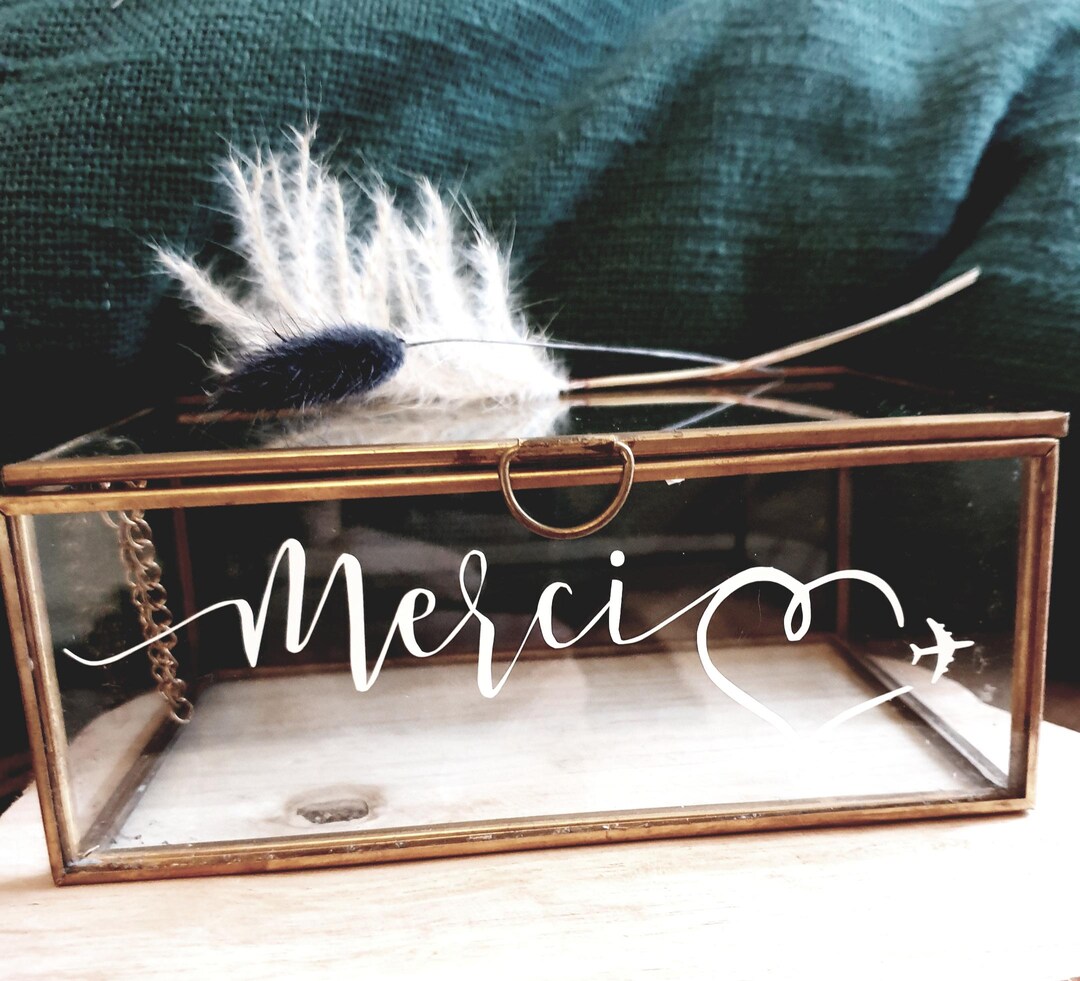 Sticker "merci " thème voyage . Sticker pour urne de mariage, thème du ...