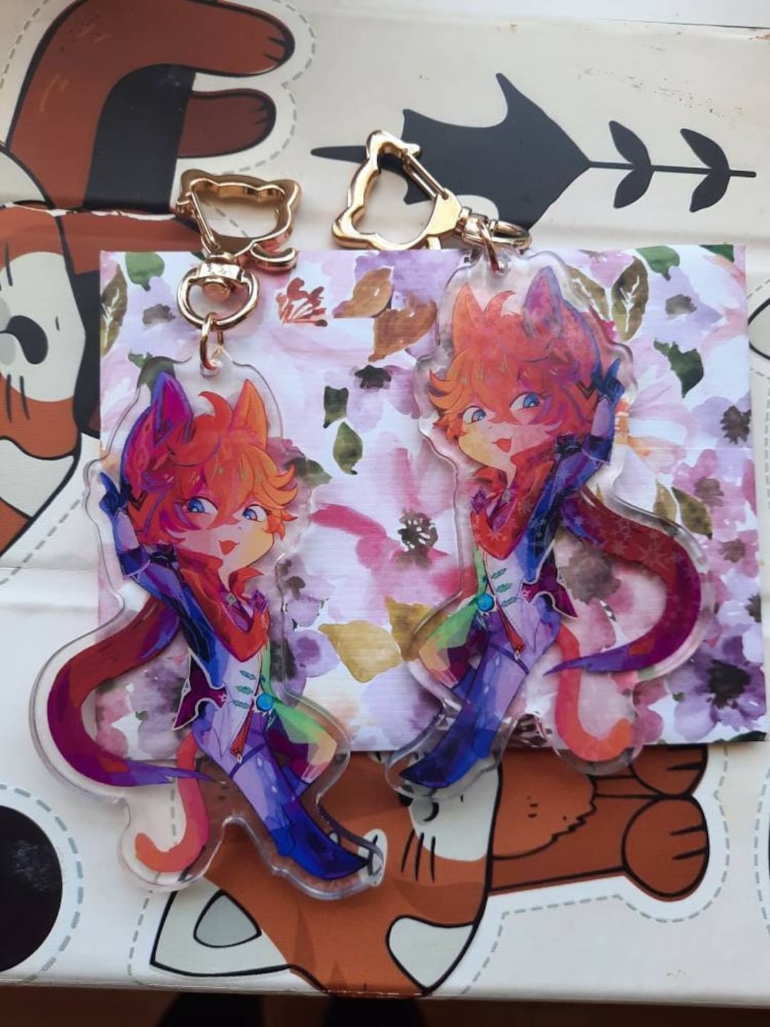 Genshin Impact - 3.5” Holographic Epoxy Catboy Childe Charm Plus Stickers - Etsy