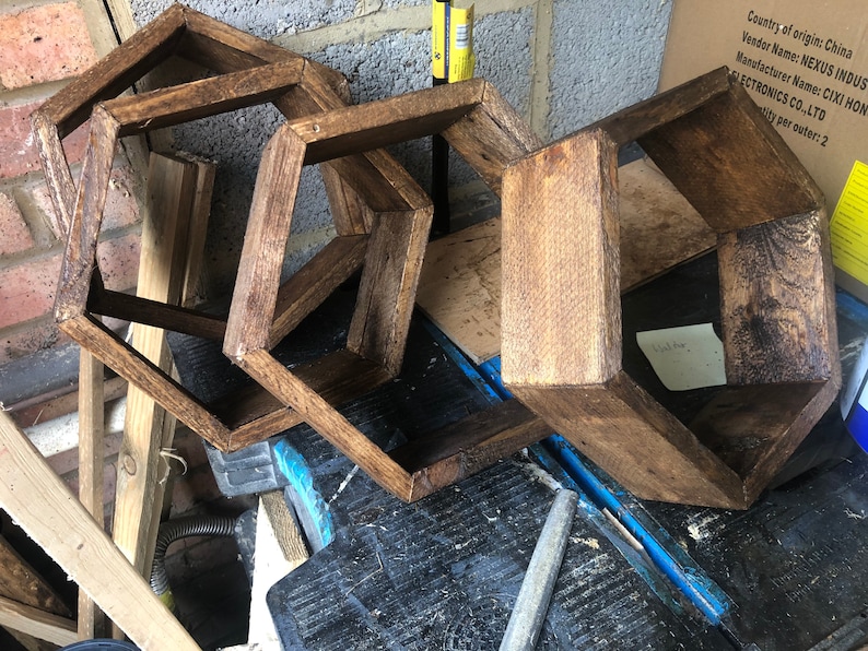 Pallet Hexagon Shelf Hanging Shelving - Etsy UK
