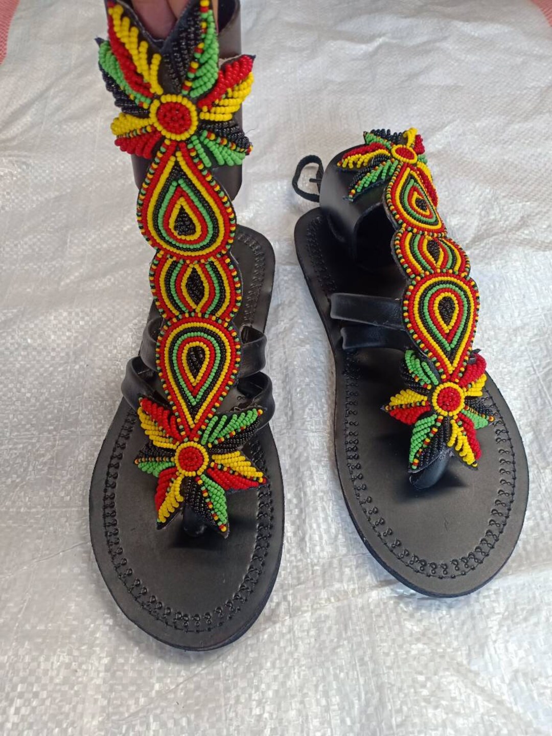 ON Sale:beaded Sandals/sandals Women Leather/african Beaded Sandals ...