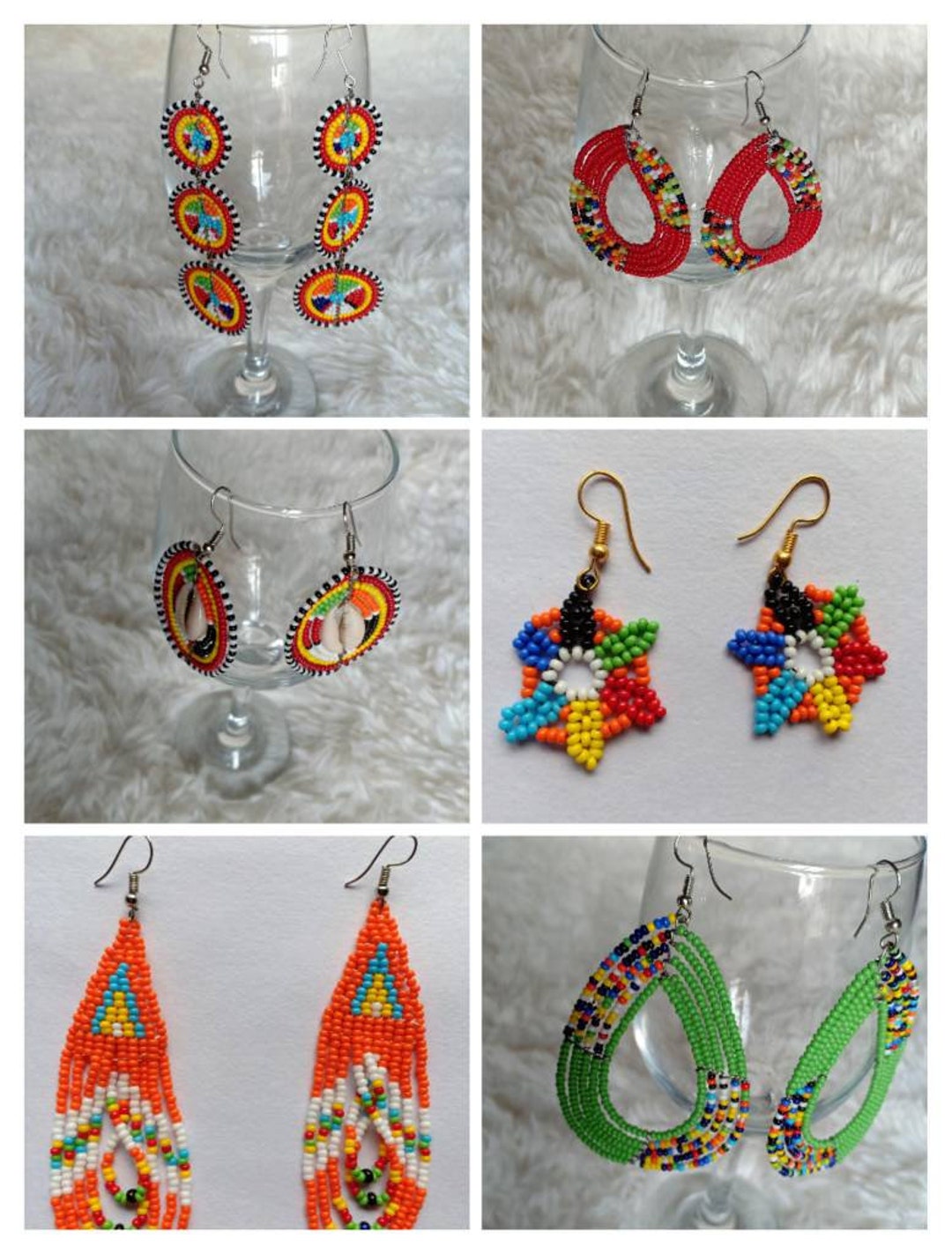 6 Beaded Bead Earrings,seed Bead Earrings,earrings With Seed Beads ...