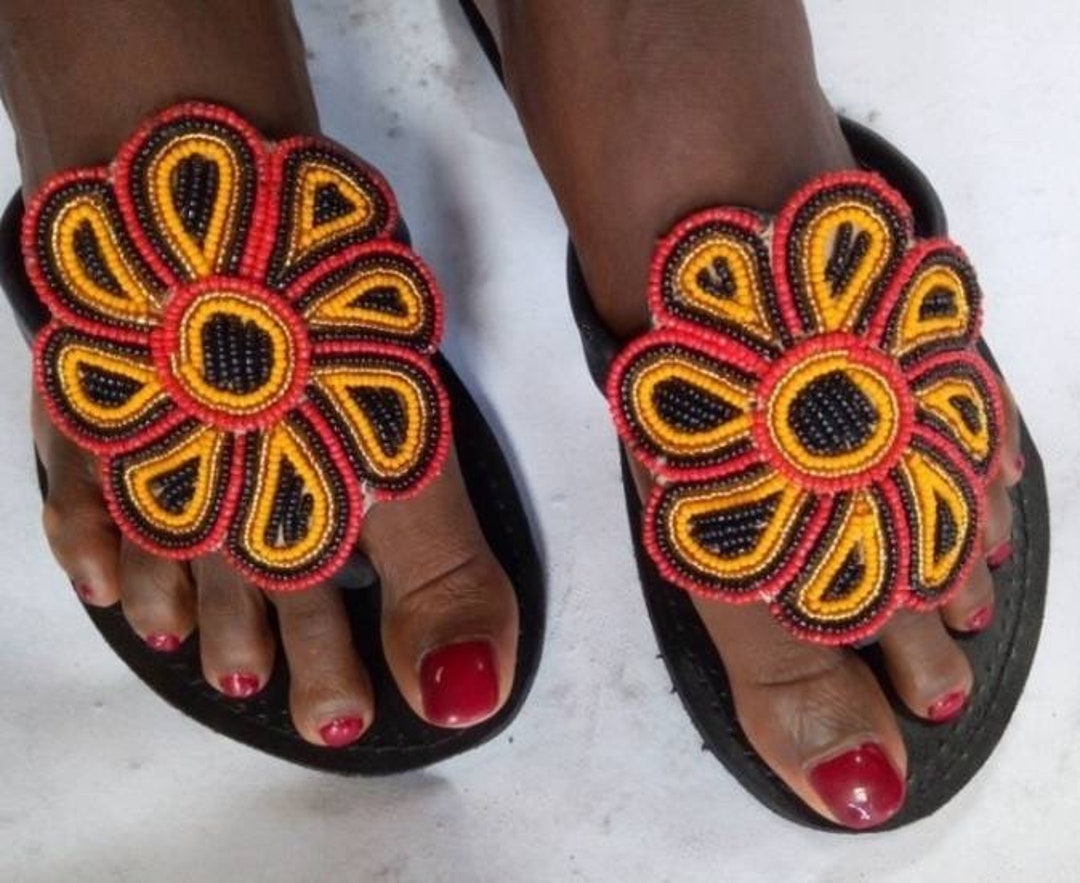 African Sandals Kenya Sandals women Beaded Sandals Maasai - Etsy