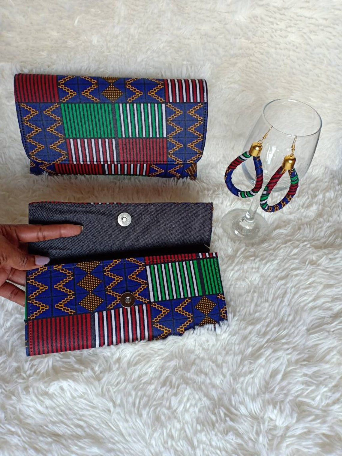 African purses with a matching wallet and earringsAfrican | Etsy