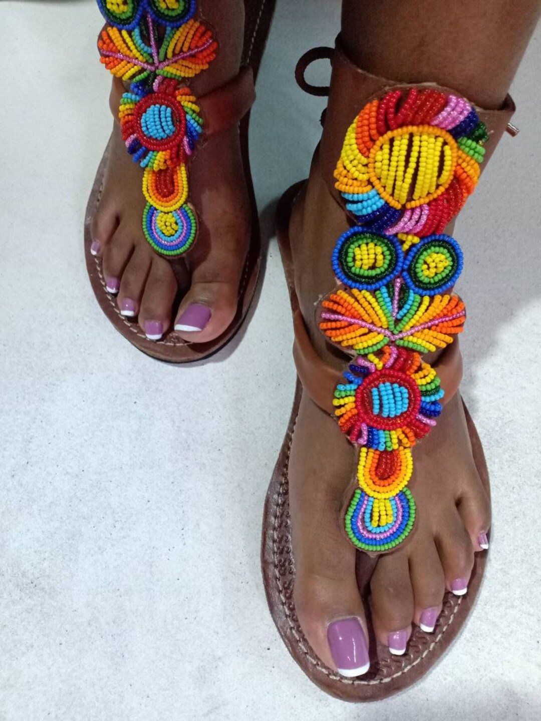 ON Sale:beaded Sandals/sandals Women Leather/african Beaded Sandals ...