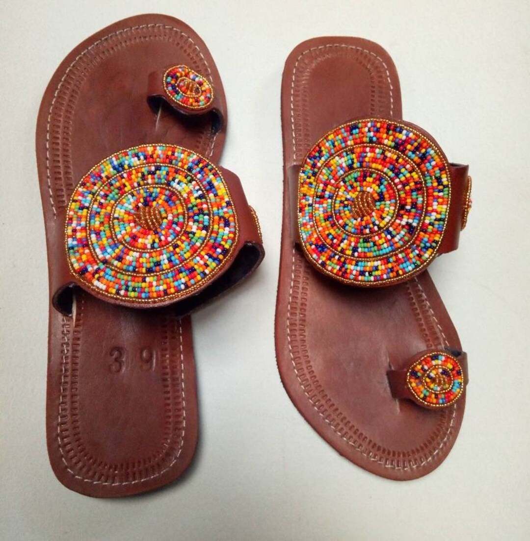 ON Sale:beaded Sandals/sandals Women Leather/african Beaded Sandals ...