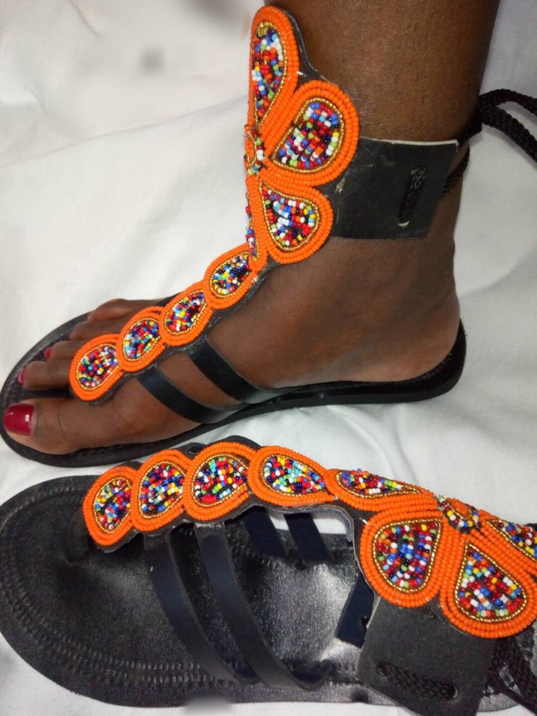 ON Sale:beaded Sandals/sandals Women Leather/african Beaded Sandals ...