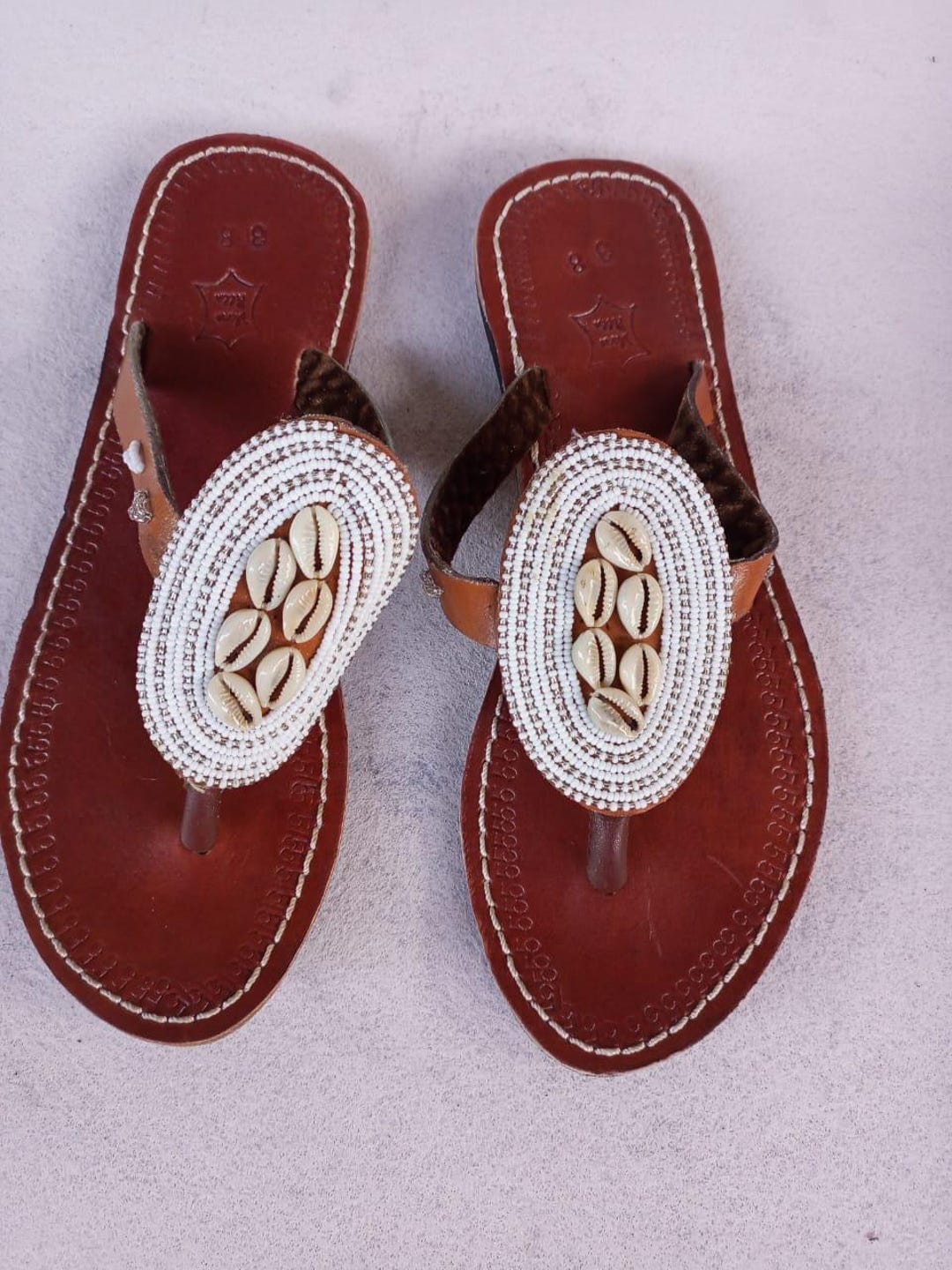 Handmade African Beaded Sandals/authentic Maasai-style Leather Flip ...