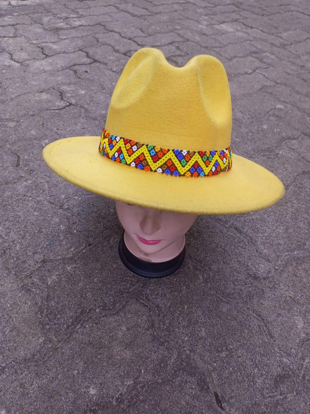Stylish Yellow Fedora Hat for Men and Women/ Classic Wide Brim Wool ...