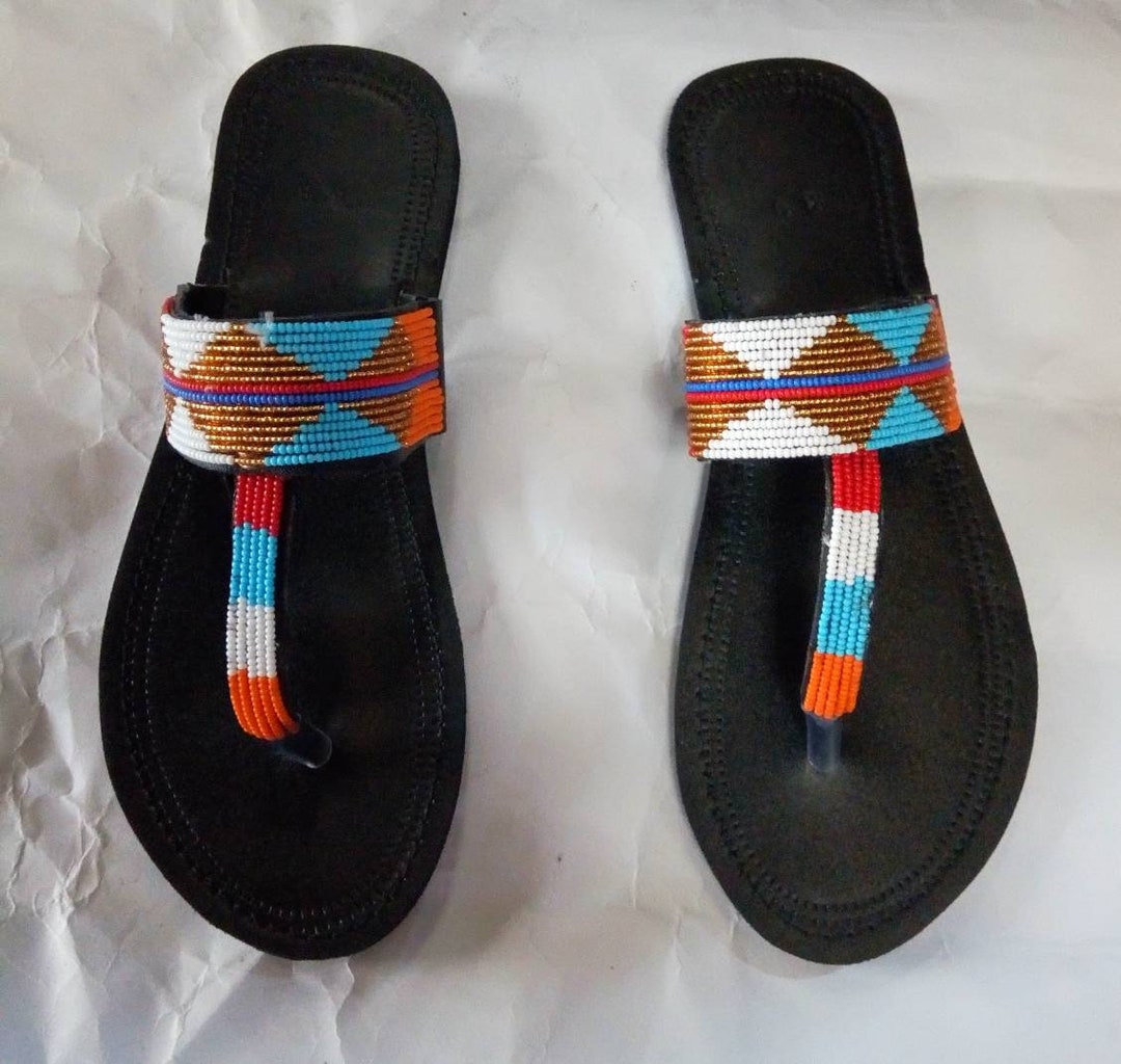 ON Sale:beaded Sandals/sandals Women Leather/african Beaded Sandals ...