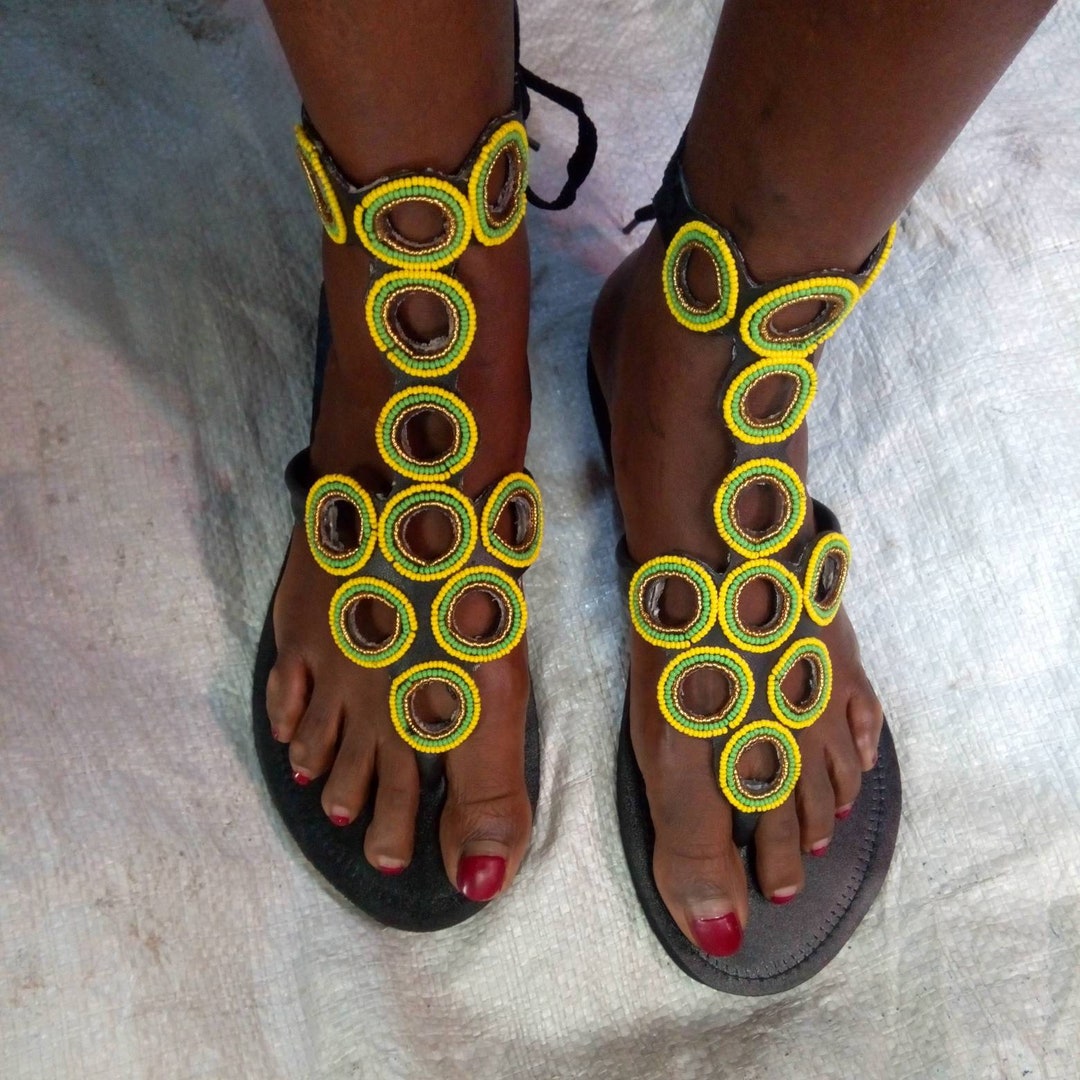 ON SALE: African Sandals Maasai Sandals Leather Sandals - Etsy