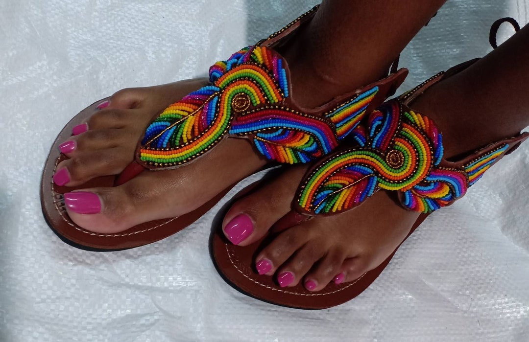 Handmade Boho Gladiator Sandals/beaded Leather Summer Sandals for Women ...