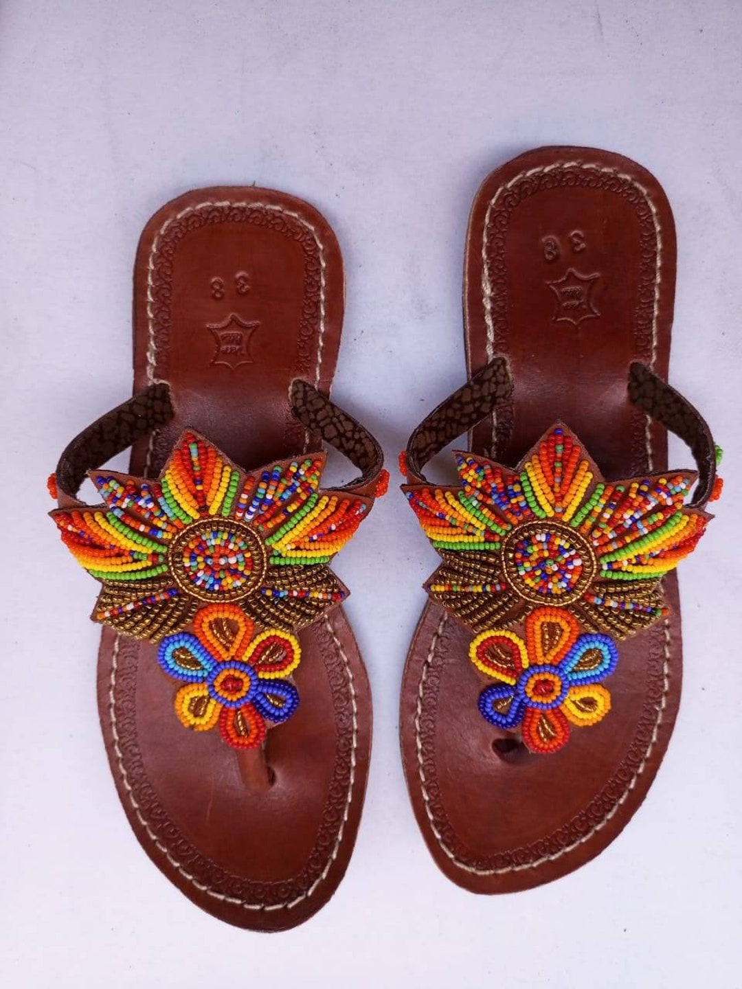 ON Sale:beaded Sandals/sandals Women Leather/african Beaded Sandals ...