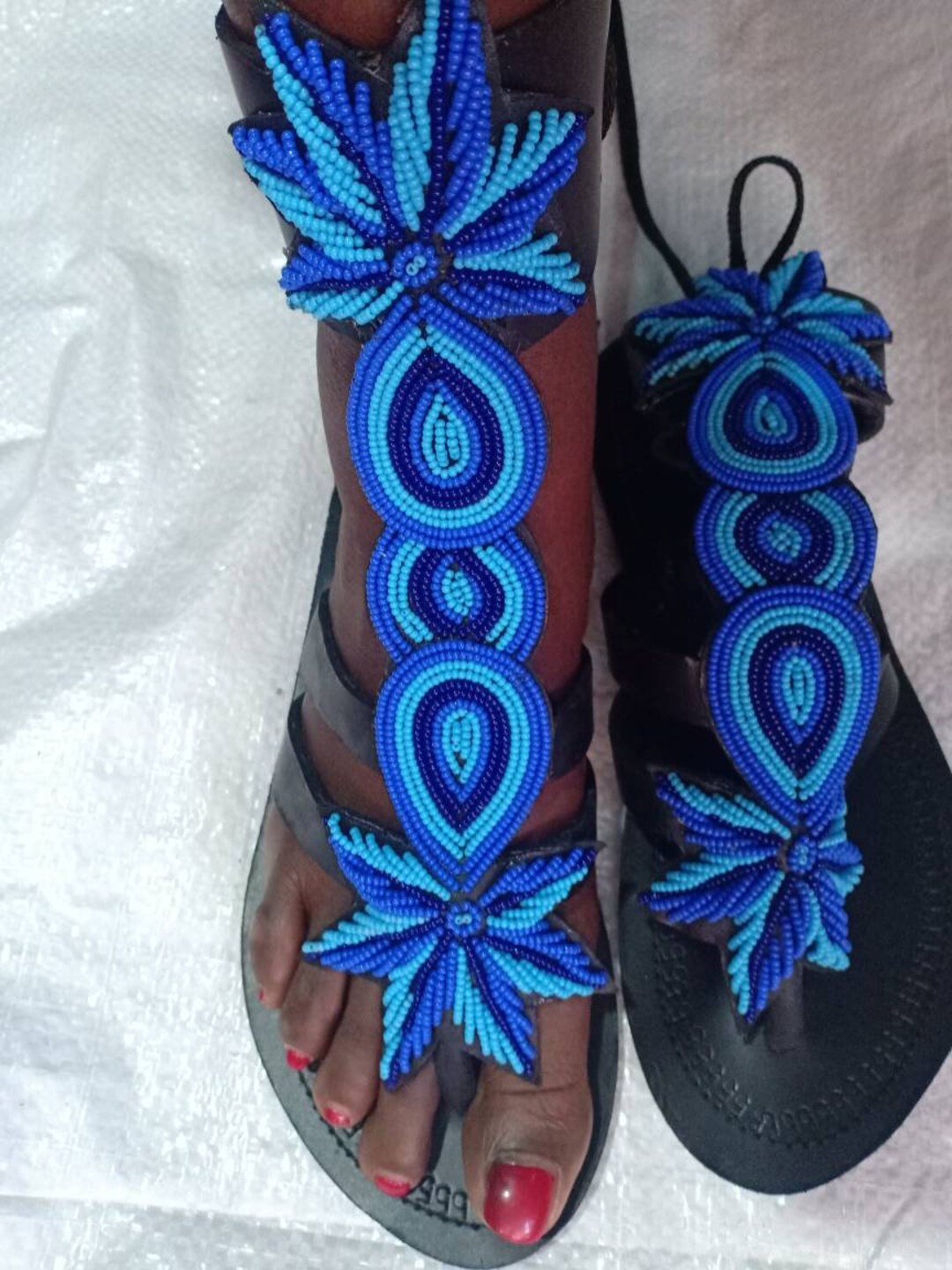 ON Sale:beaded Sandals/sandals Women Leather/african Beaded Sandals ...