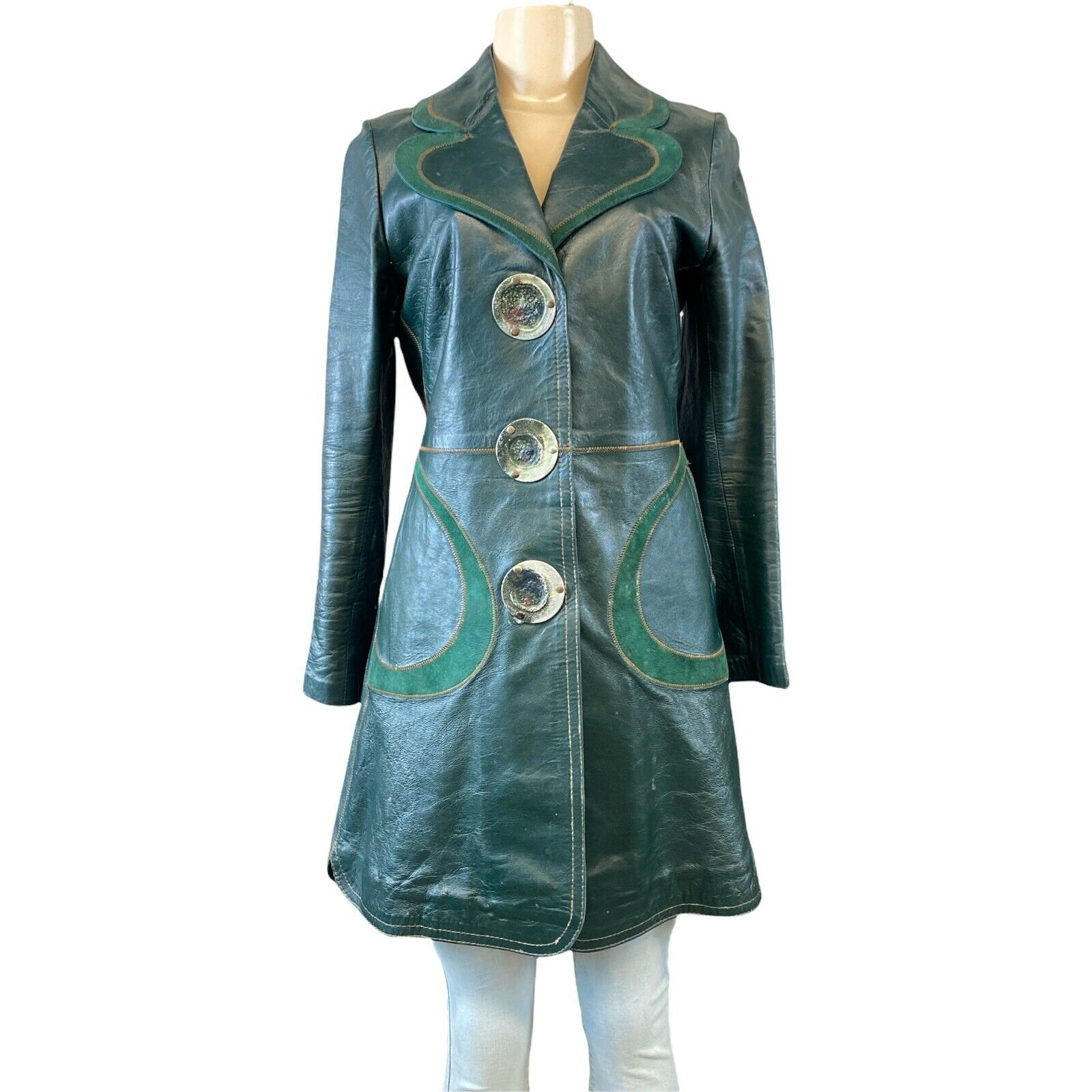 Vintage 70's Henry Lehr CORDOBA Brutalist Green Leather Coat - Etsy