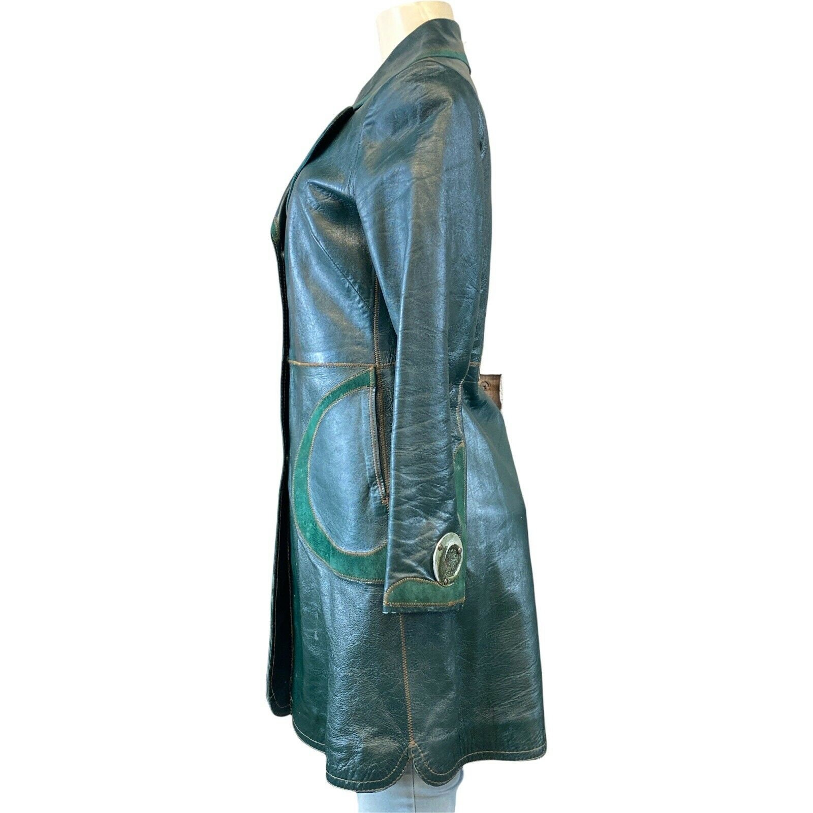Vintage 70's Henry Lehr CORDOBA Brutalist Green Leather Coat - Etsy