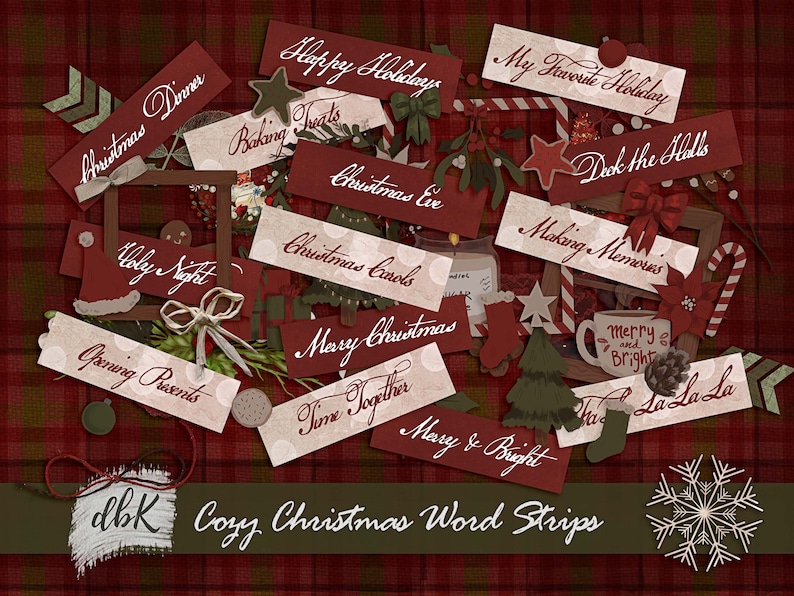 Merry Christmas Digital Scrapbooking Kit, Christmas Digiscrap Bundle ...