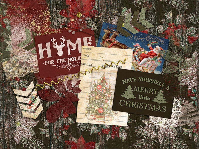 Merry Christmas Digital Scrapbooking Kit, Christmas Digiscrap Bundle ...