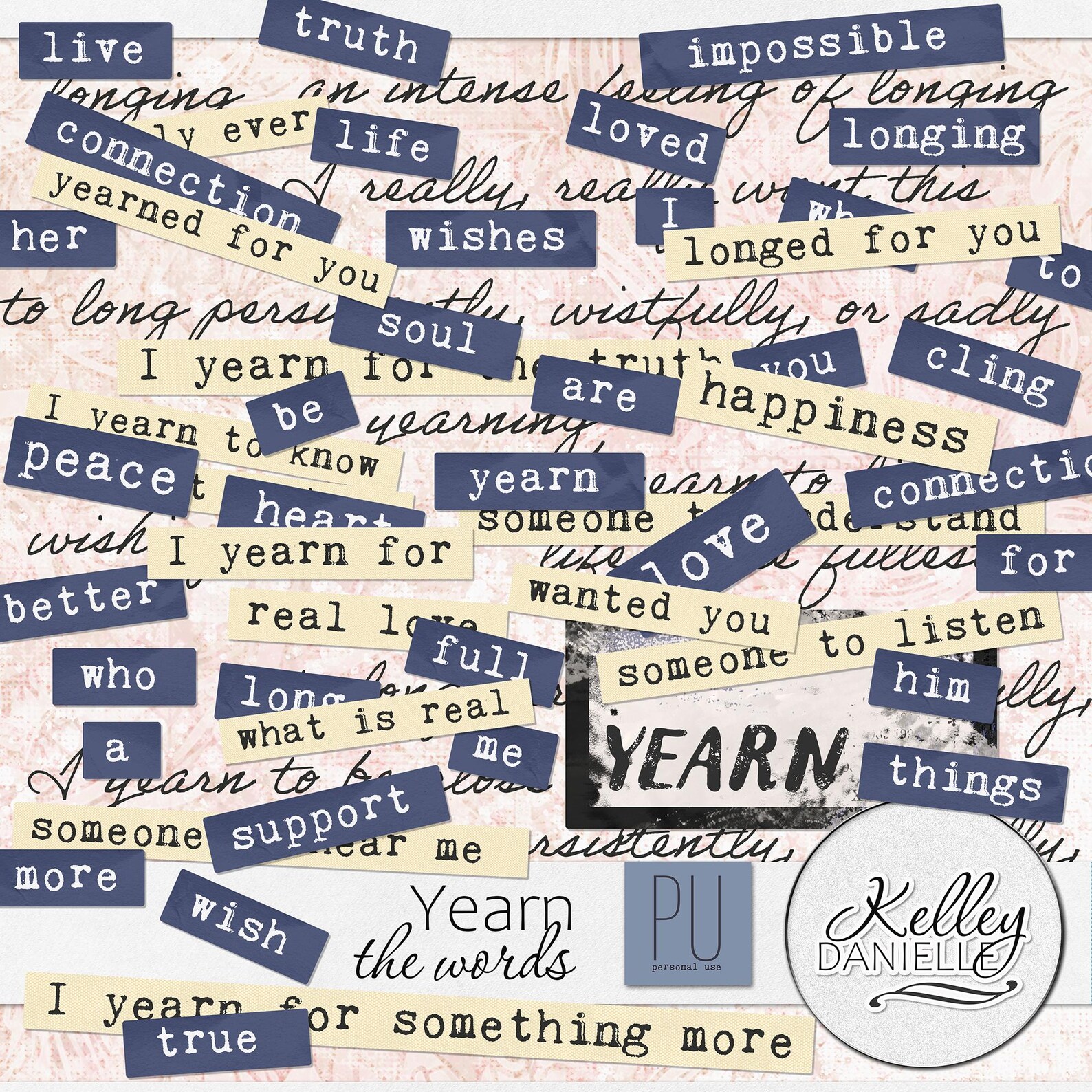 Printable Word Strips Longing, Digital Scrapbook Word Art, Wordart ...