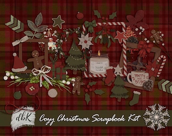 Merry Christmas Digital Scrapbooking Kit, Christmas Digiscrap Bundle ...