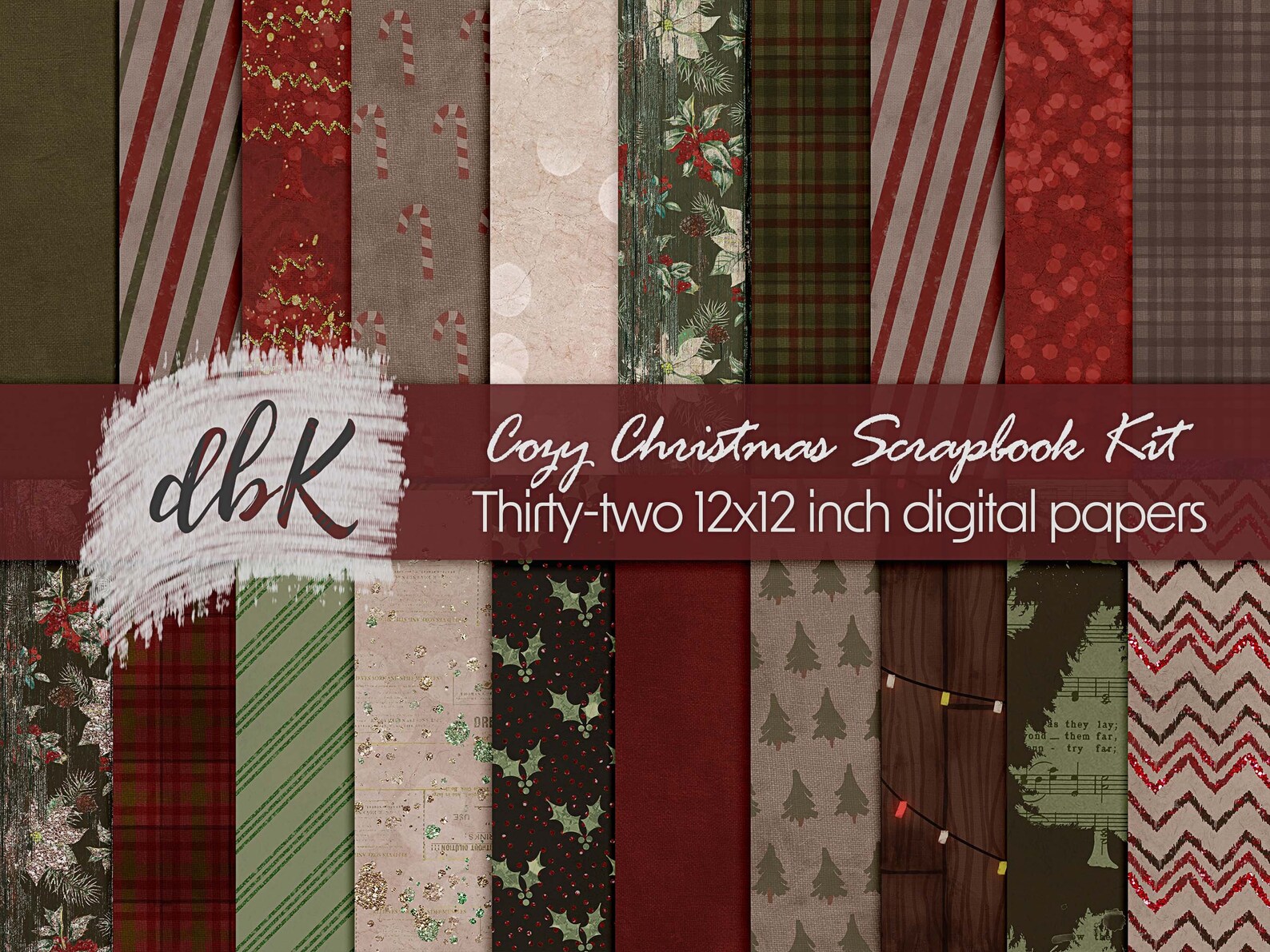 Merry Christmas Digital Scrapbooking Kit, Christmas Digiscrap Bundle ...