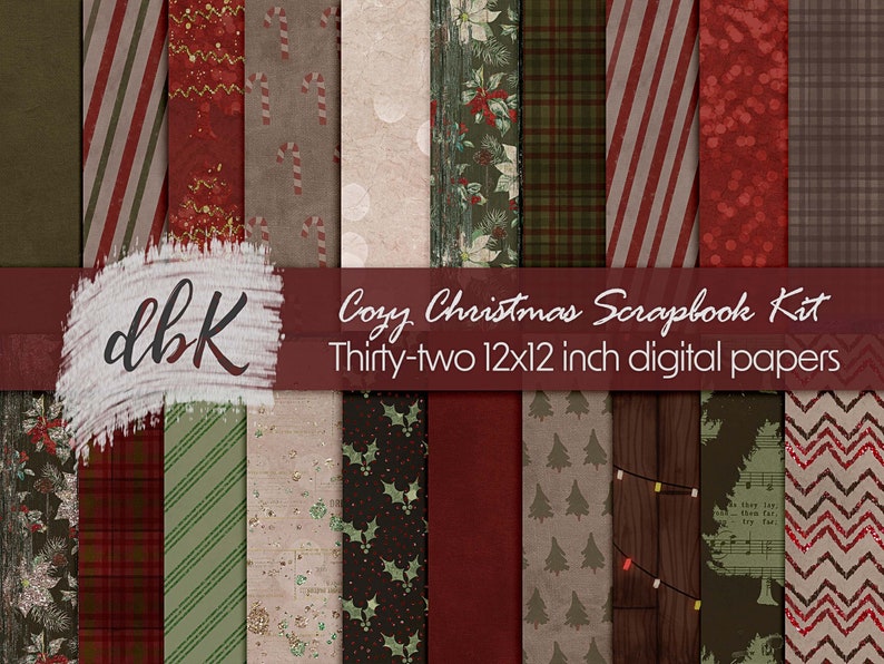 Merry Christmas Digital Scrapbooking Kit, Christmas Digiscrap Bundle ...