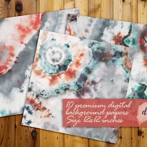 Boho Tie Dye Digital Scrapbook Paper, Printable Papers, Instant ...