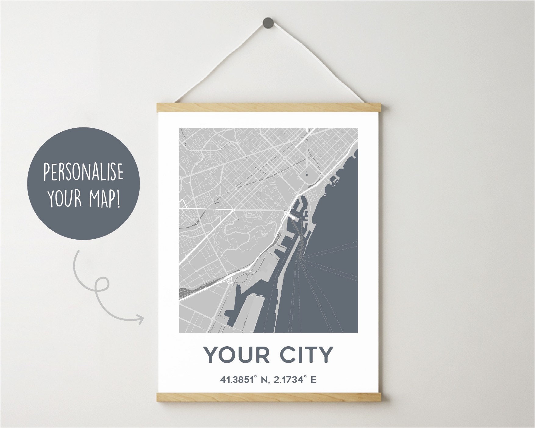 Grey City Map Minimalist Poster Grey City Poster London | Etsy