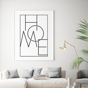 Home Quote Print, Home Typography Print, Black and White Home Quote ...