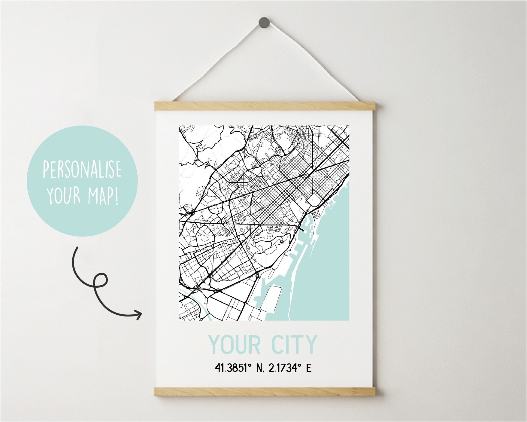 Turquoise City Map Minimalist Poster Turquoise City Poster | Etsy
