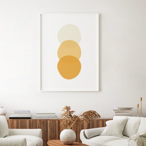 Yellow Circles Wall Art, Yellow Circle Print, Scandinavian Print ...