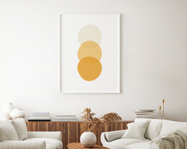 Yellow Circles Wall Art Yellow Circle Print Scandinavian - Etsy