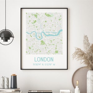 Natural City Map Minimalist Poster, Natural City Poster, London ...