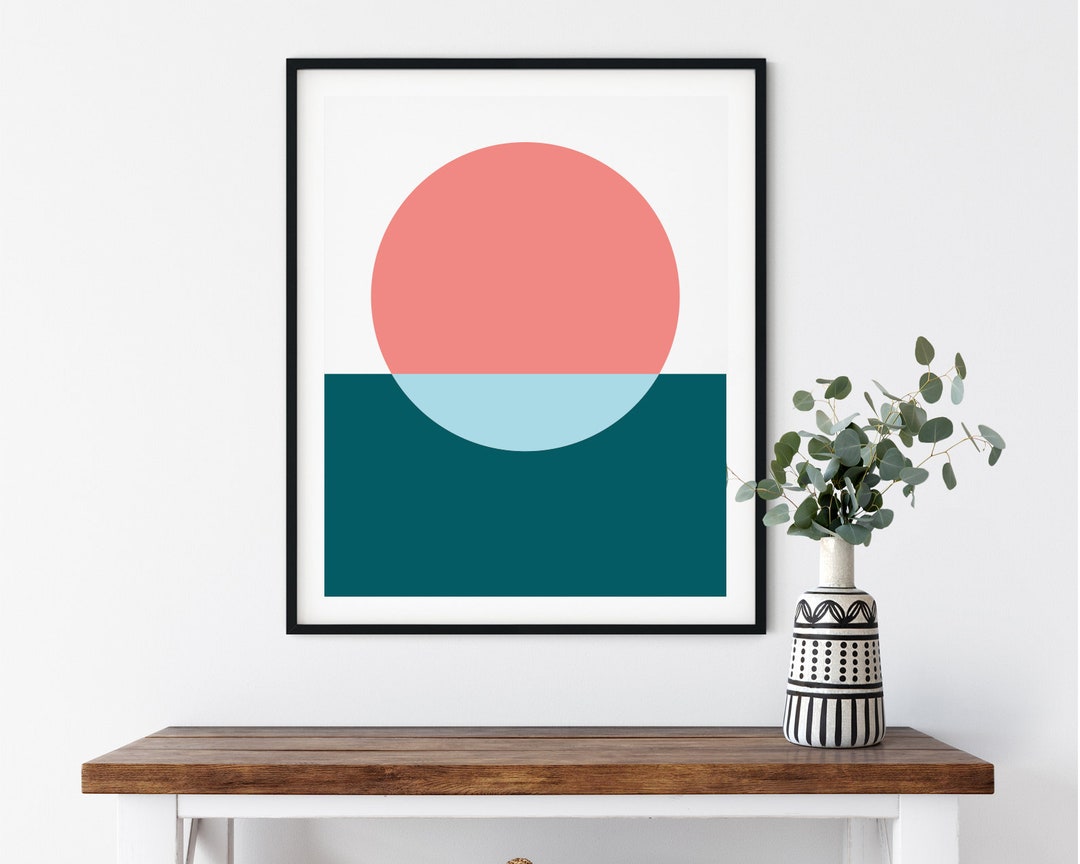 Scandinavian Two Tone Circle Print, Abstract Print, Circle Poster ...
