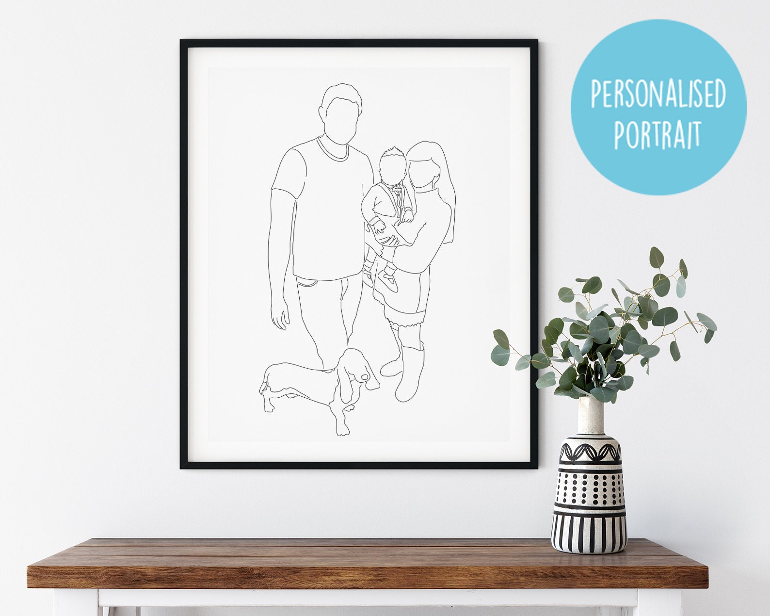 Customised Family Portrait Line Art Print Family Line Art | Etsy