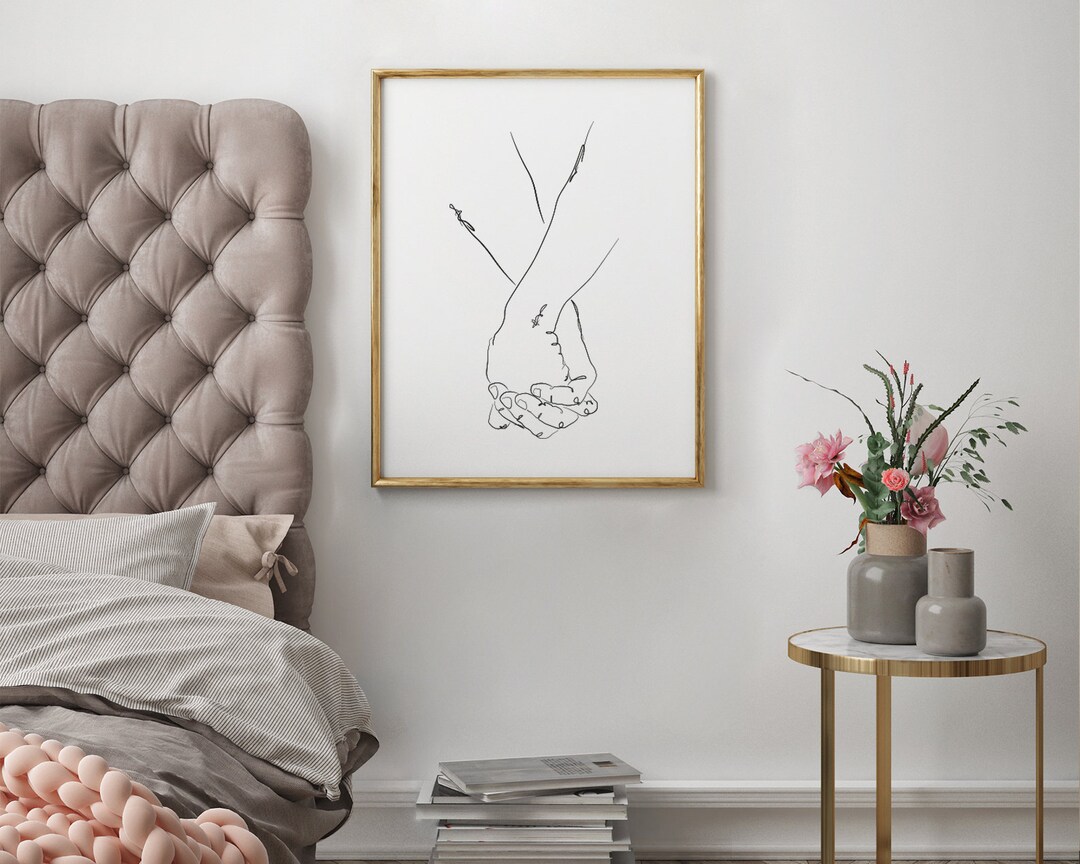 Holding on Hands Line Art Poster Hands Line Art Line Art - Etsy