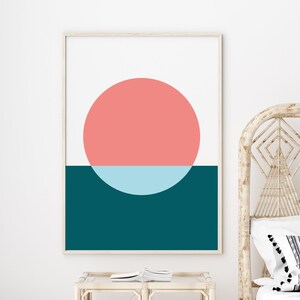 Scandinavian Two Tone Circle Print, Abstract Print, Circle Poster ...