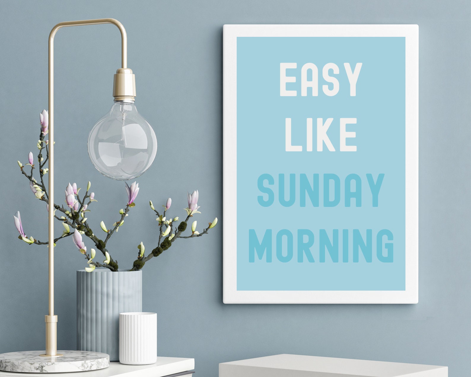 Easy Like Sunday Morning Print Typography Print Blue Sunday | Etsy