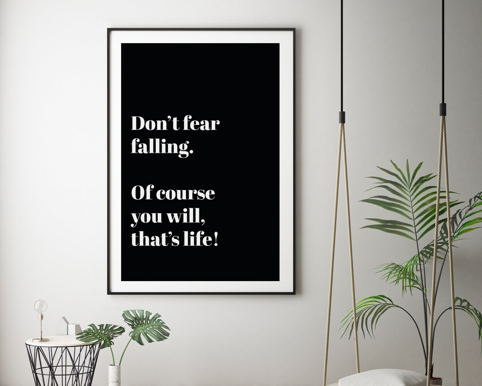 Don't Fear Falling Inspirational Quote Print Typography | Etsy