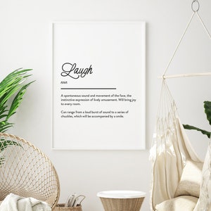 Laugh Definition Poster, Laugh Definition Print, Home Decor, Definition ...