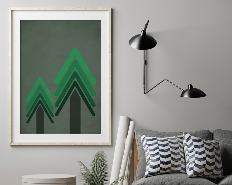 Geometric Trees Print Forest Print Trees Poster Abstract | Etsy