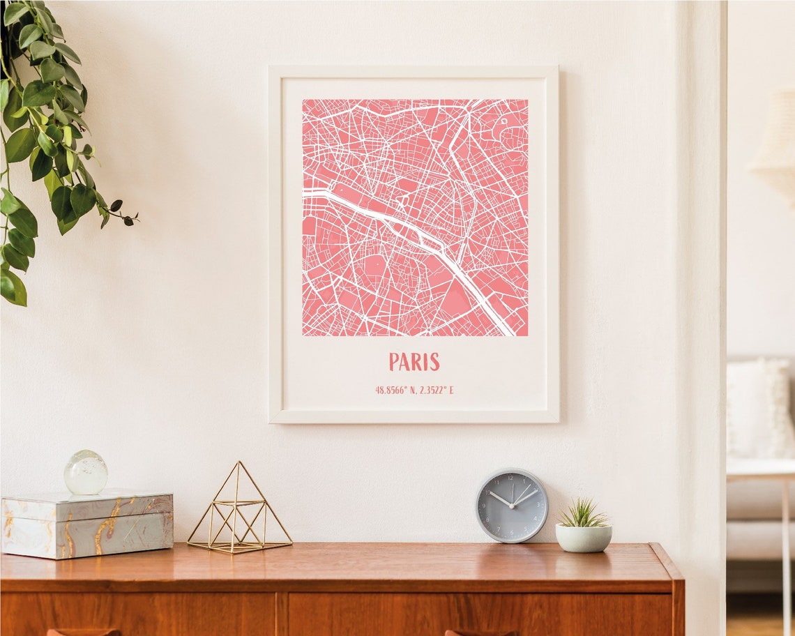 Pink City Map Minimalist Poster Pink City Poster London - Etsy