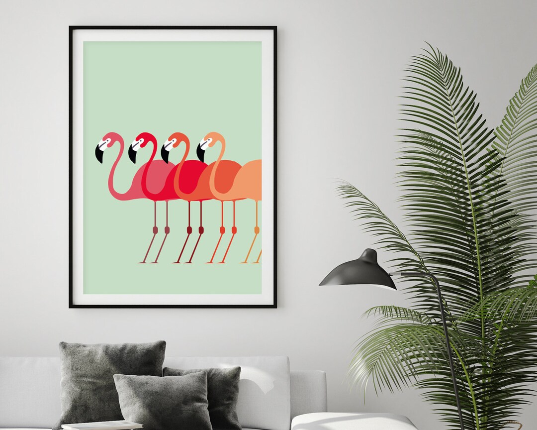 Flamingo Flock Print, Flamingo Print, Flamingo Poster, Pink Animal ...