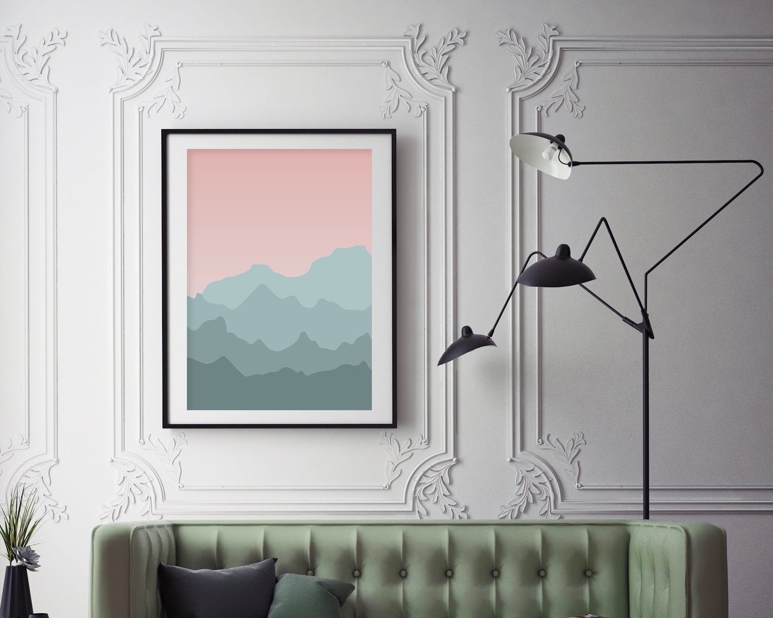 Pastel Mountain Landscape Pastel Print Mountains Poster | Etsy