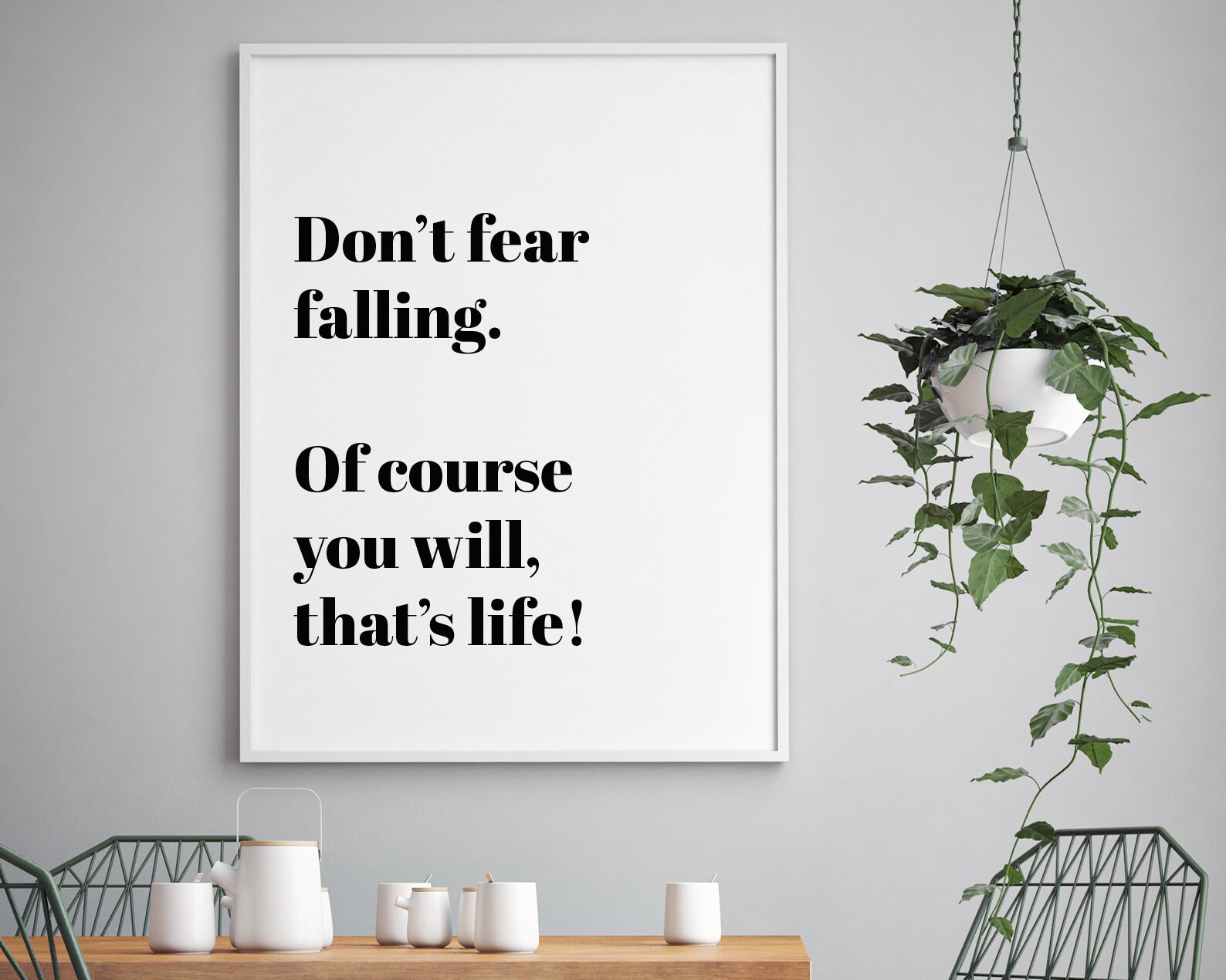 Don't Fear Falling Inspirational Quote Print Typography | Etsy