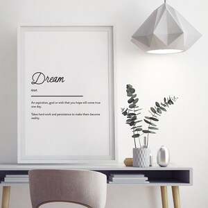 Dream Definition Poster, Dream Definition Print, Home Decor, Definition ...