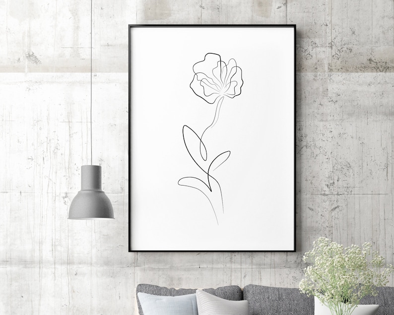 Flower Line Art Poster Botanical Line Art Line Art Poster | Etsy